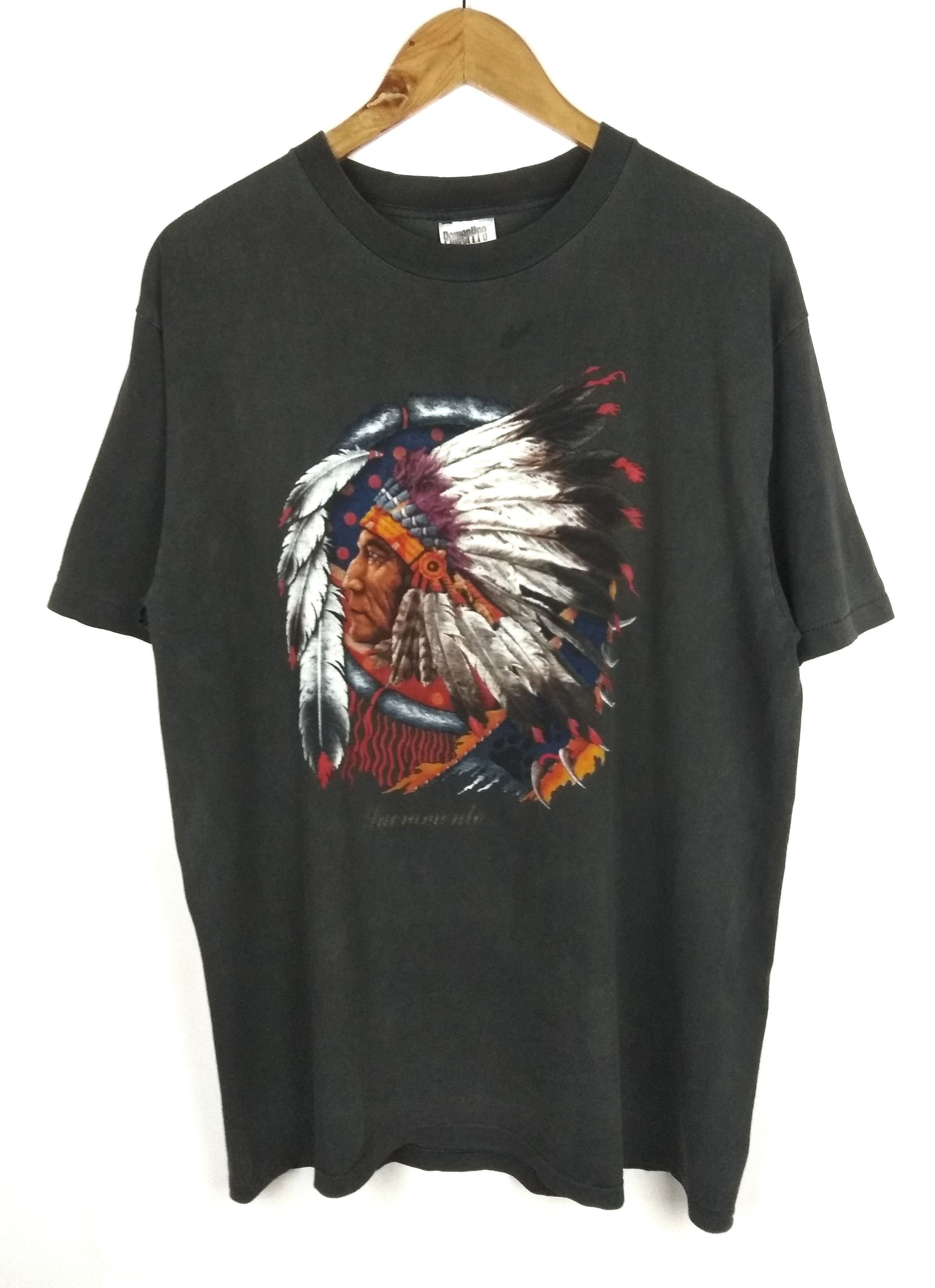 Native × Vintage Vintage Native Apache Red Indian big face tshirt | Grailed