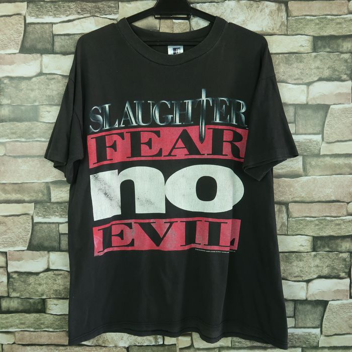 Vintage Vintage Slaughter Band Fear No Evil Album 1995 Shirt sz L | Grailed