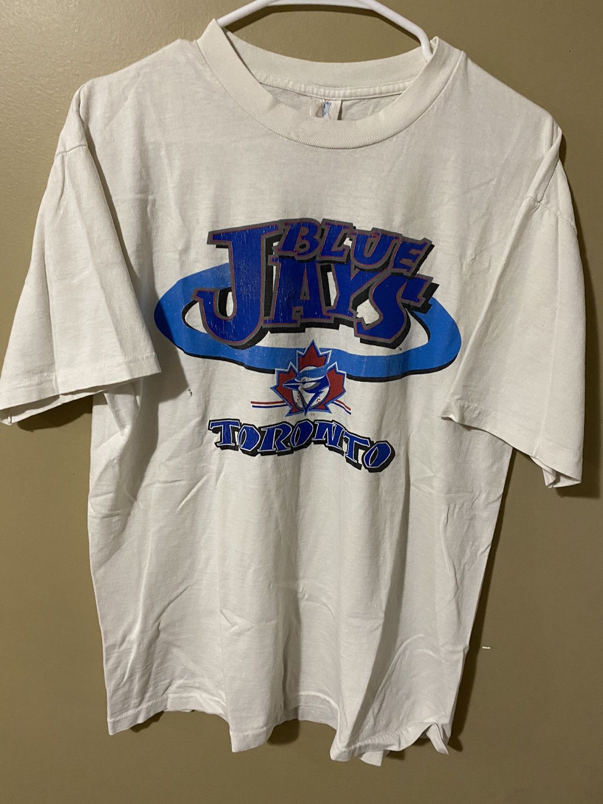 MLB × Vintage 1990's Toronto Blue Jays Bulletin Graffiti Font MLB T ...