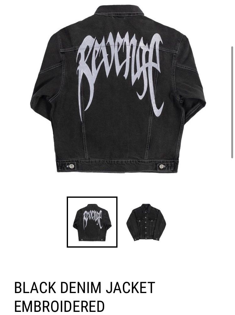 Revenge Revenge black denim jacket embroidered | Grailed