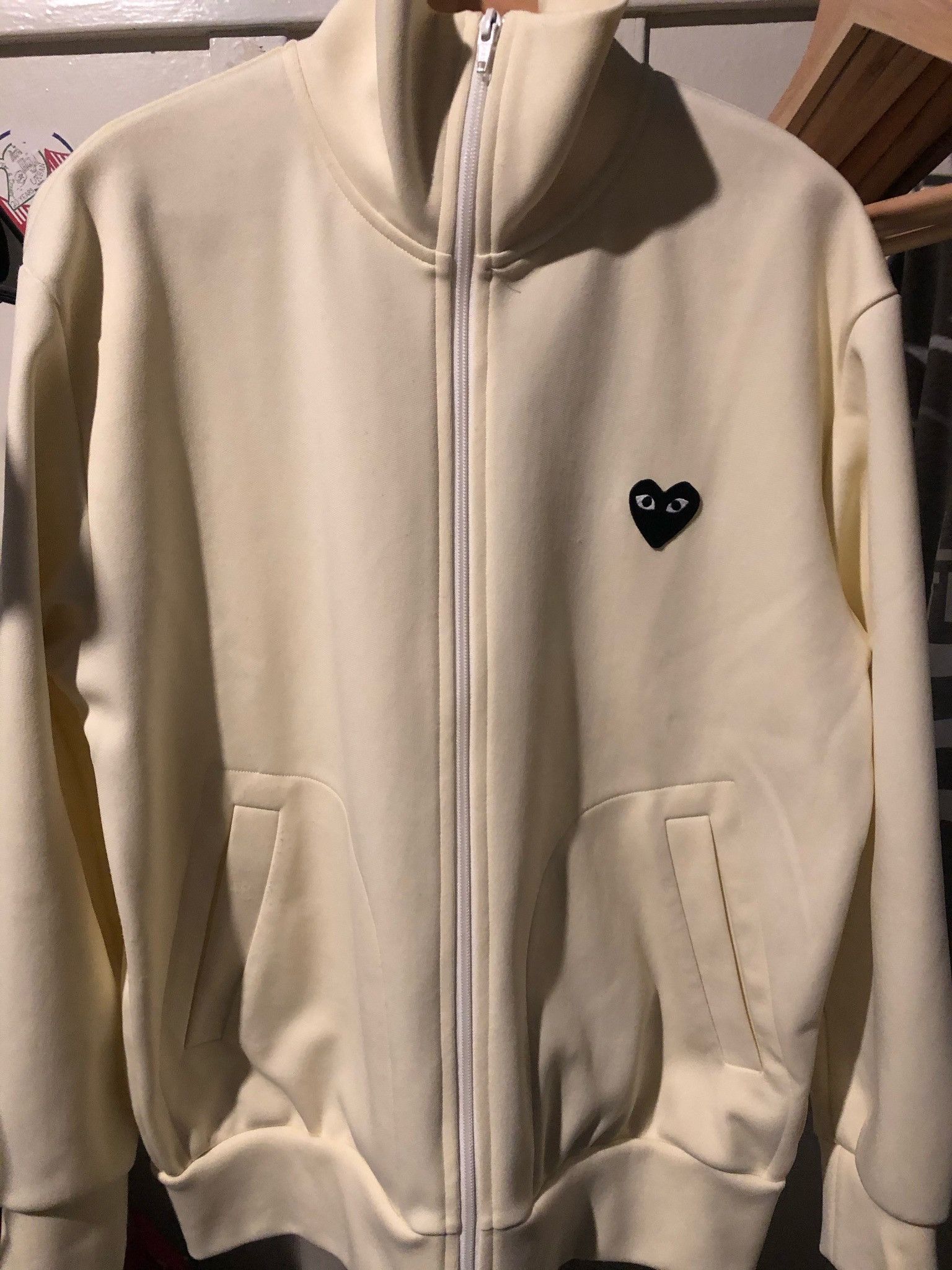 Comme Des Garcons Play Play CDG Big Heart Track Top (Ivory) | Grailed