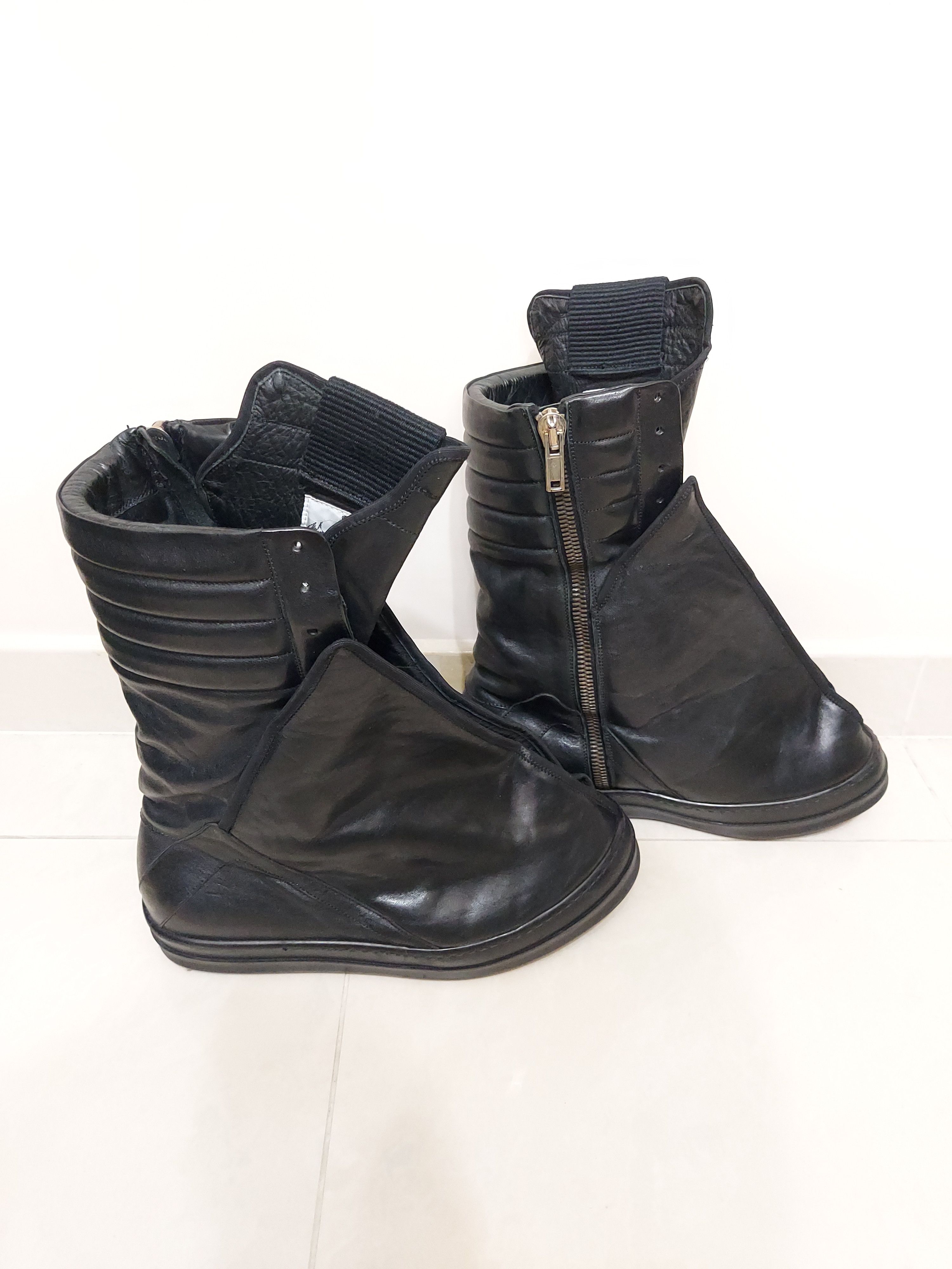 Rick Owens Hoof Turbo Mega Baskets Dunks Black Leather Boots | Grailed