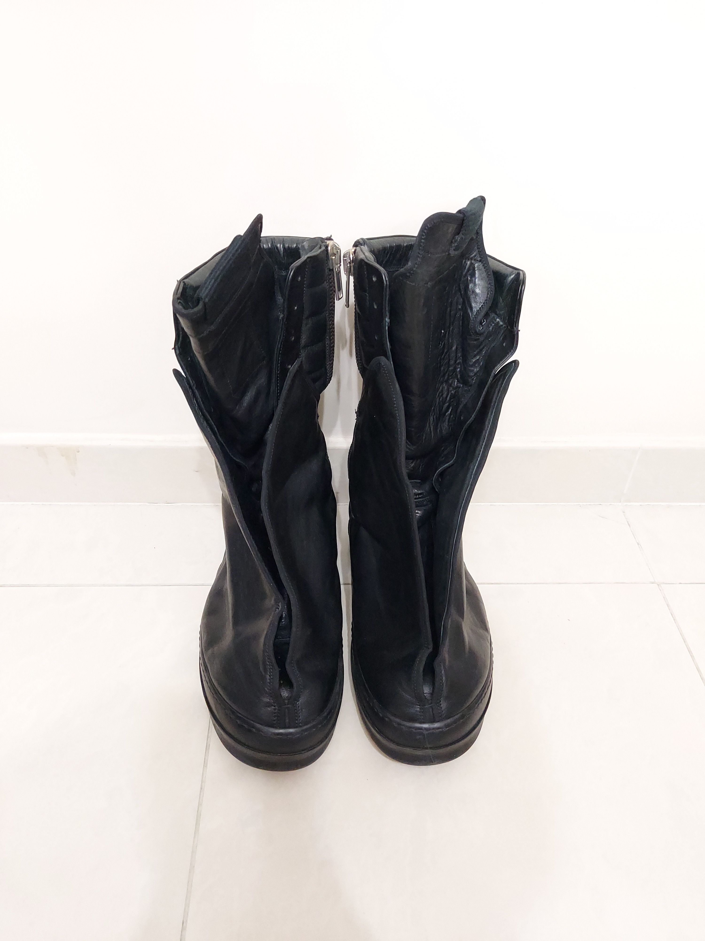 Rick Owens Hoof Turbo Mega Baskets Dunks Black Leather Boots | Grailed