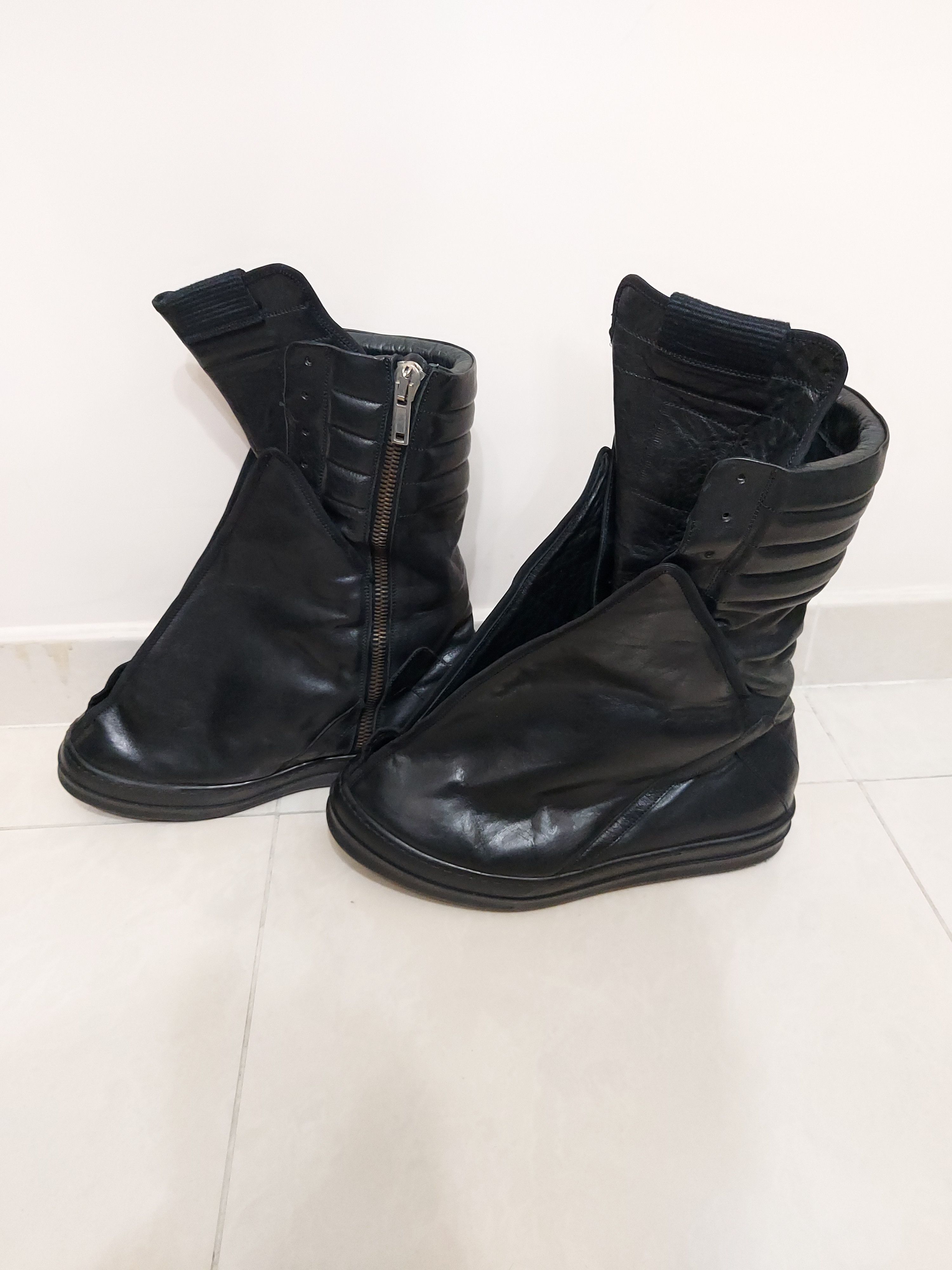 Rick Owens Hoof Turbo Mega Baskets Dunks Black Leather Boots | Grailed