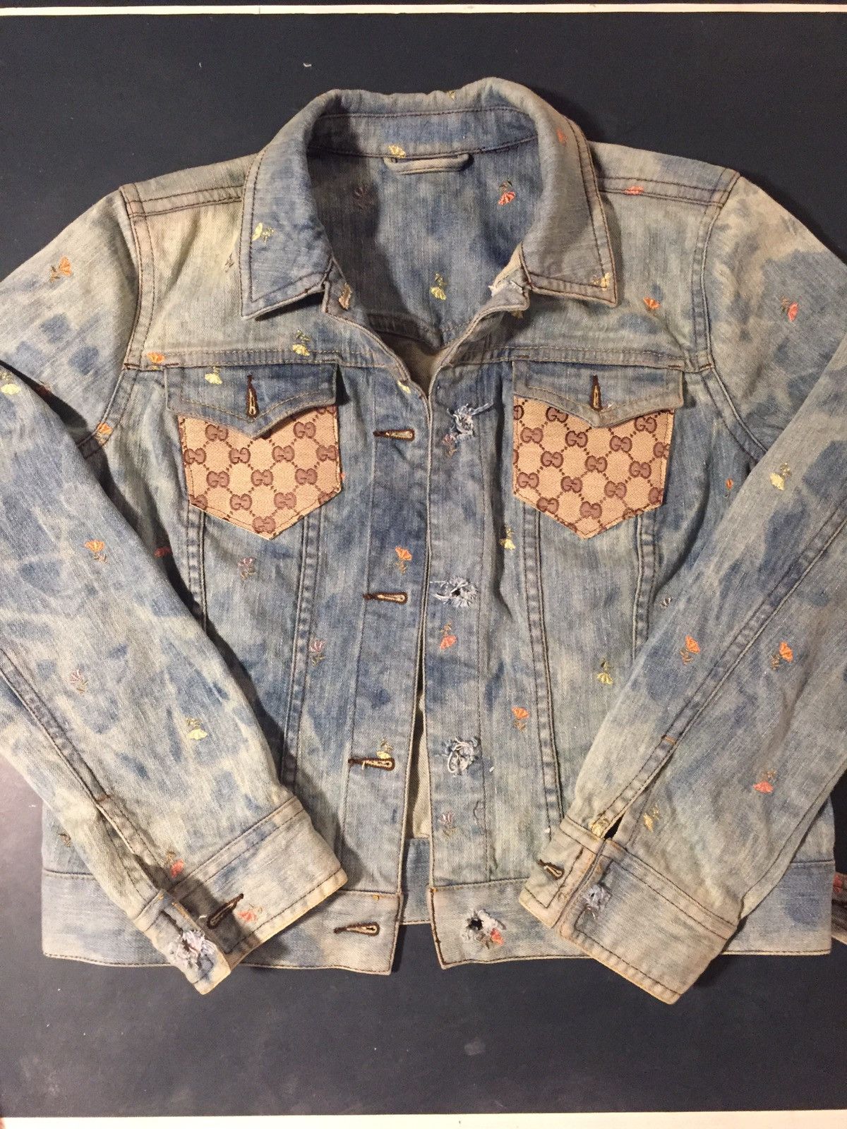 Gucci Vintage Gucci Patch Floral Denim Jacket | Grailed