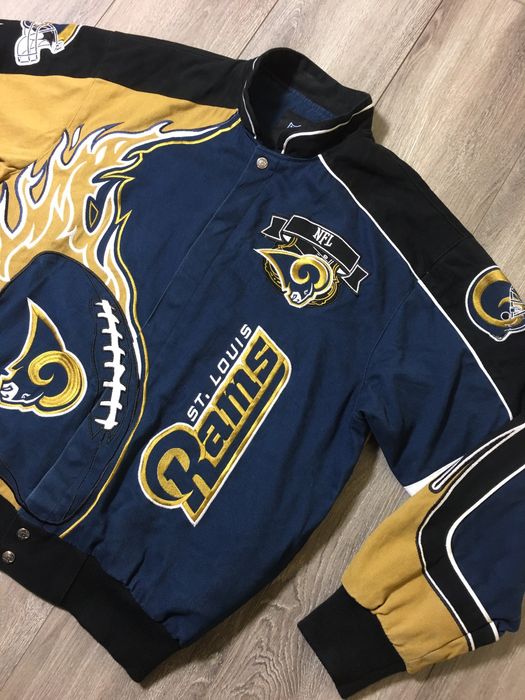 Vintage 2000s St. Louis Rams All Over Football Denim Coat | Grailed