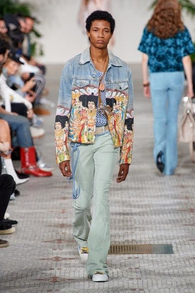 Amiri Jimi Hendrix Trucker Jacket in Bone Indigo | Grailed