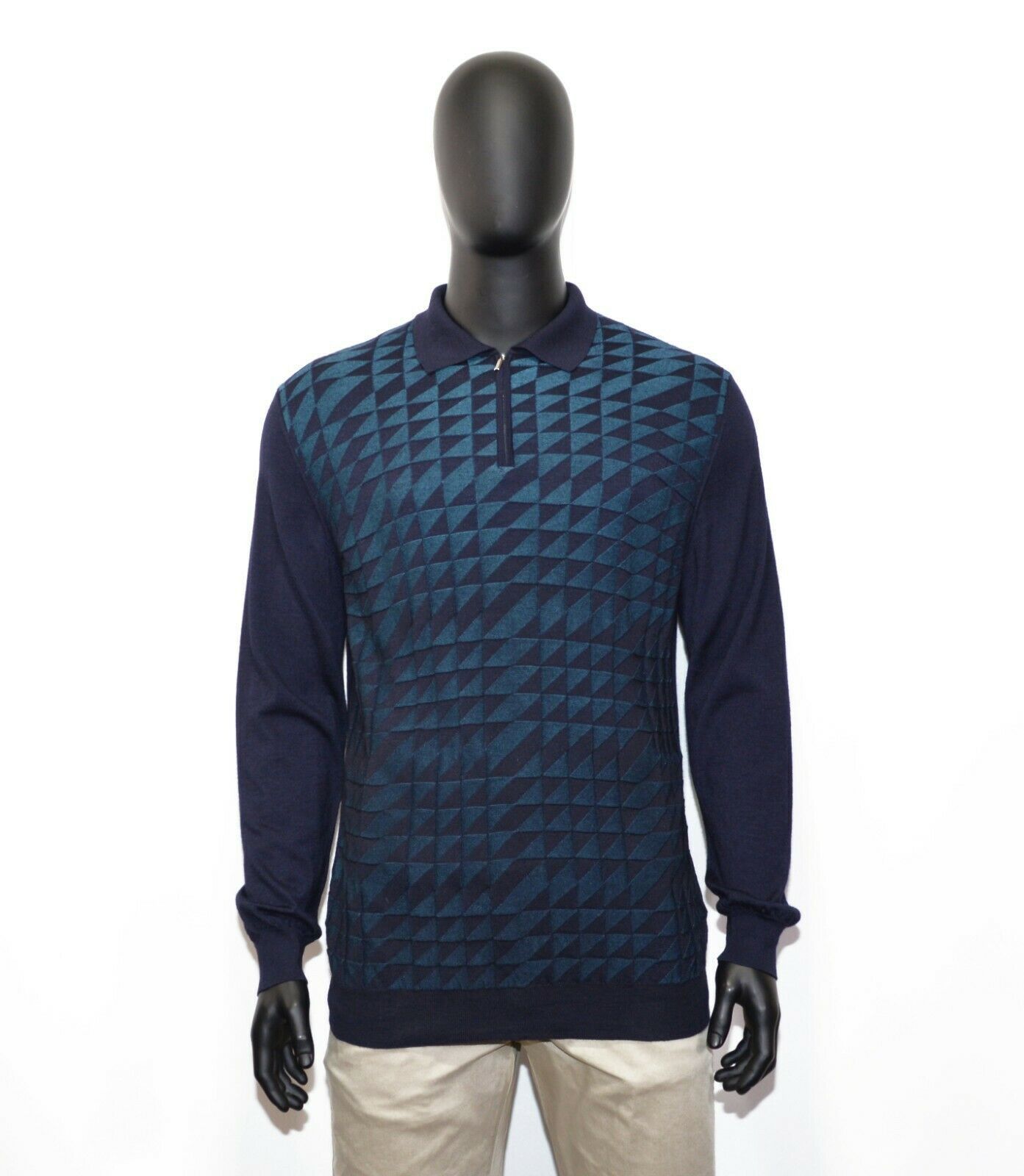 Italian Designers ZILLI Sweater Cashmere & Silk 58IT 48US/UK 2XL Blue ...