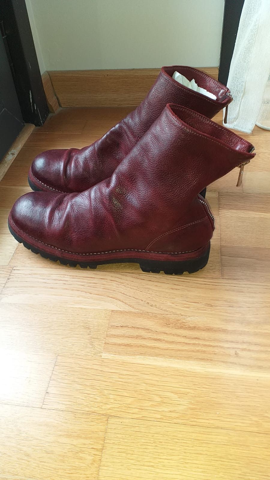 Guidi 988 Red Leather Back Zipper Lug Sole Boot | Grailed