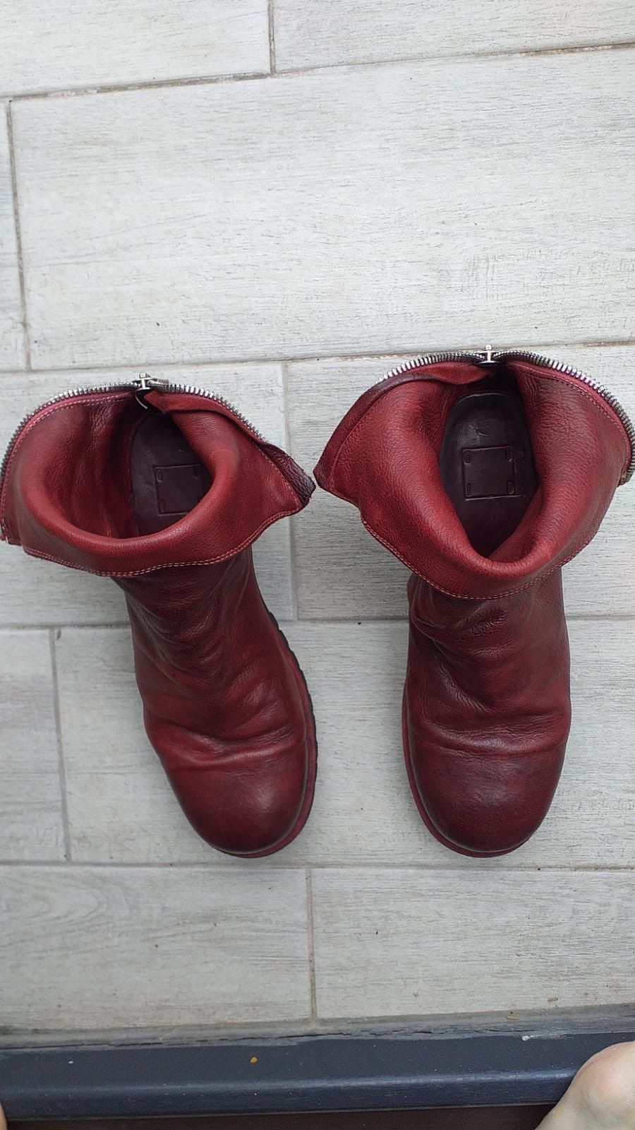 Guidi 988 Red Leather Back Zipper Lug Sole Boot | Grailed
