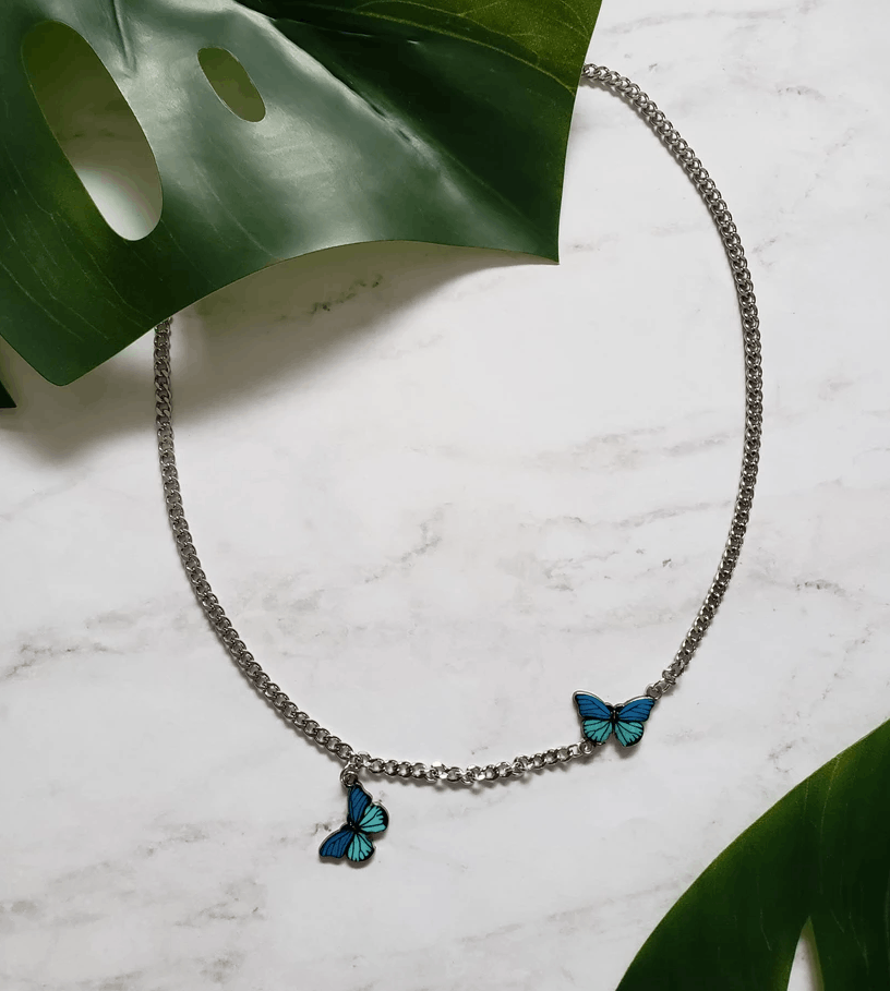 Custom Double Blue Butterfly Silver Playboi Carti Necklace | Grailed