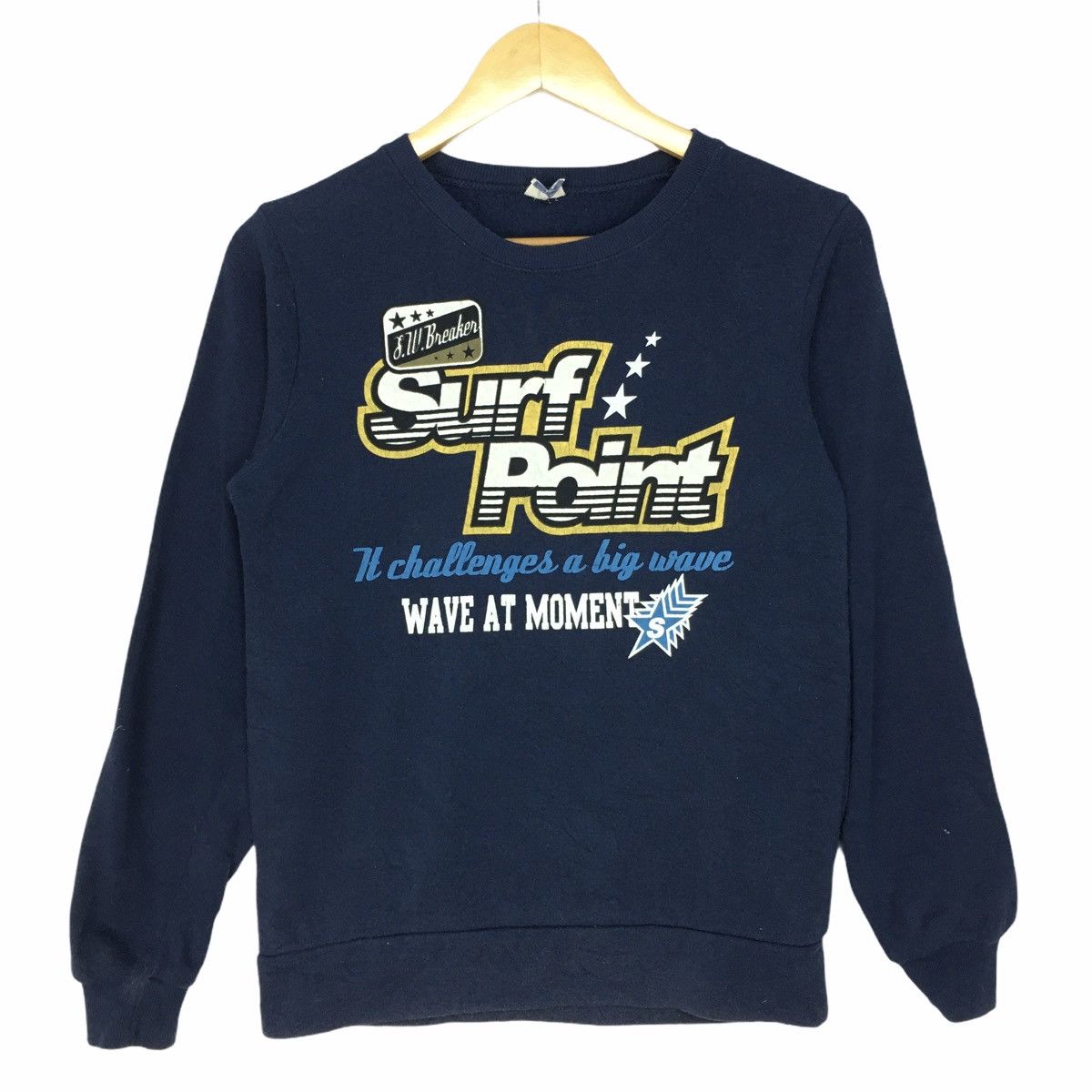Vintage Perfect Dash Surf Point Spell Out Navy Blue Sweatshirt 160 ...
