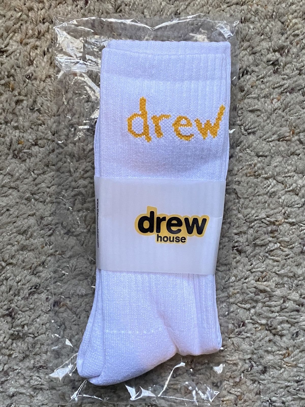 Drew House × Justin Bieber Drew House Socks White/ Yellow | Grailed