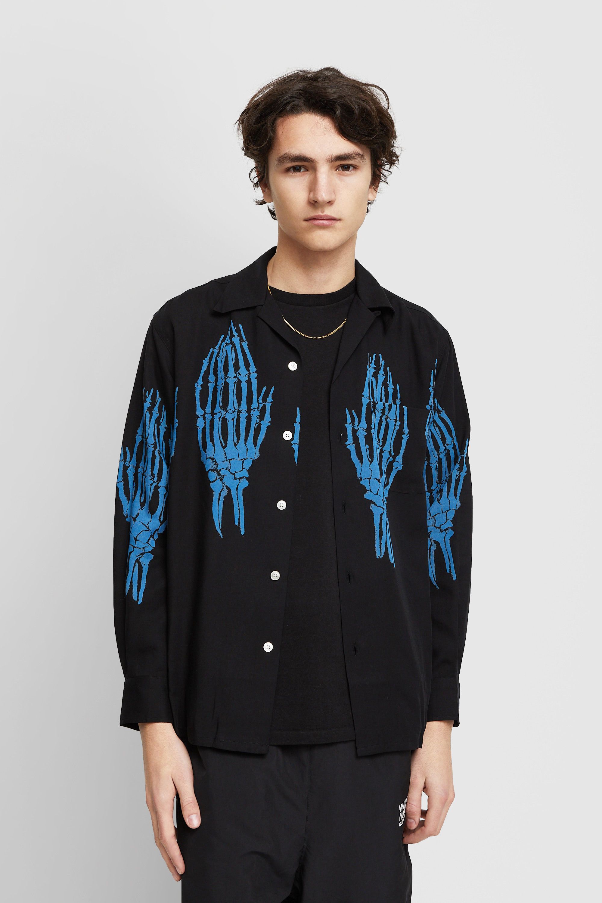 Wacko Maria Skull hand hawaiian long sleeve shirt | Grailed