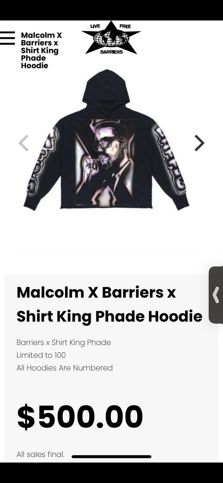 Barriers Malcolm X Barriers X Shirt King Phade Hoodie | Grailed