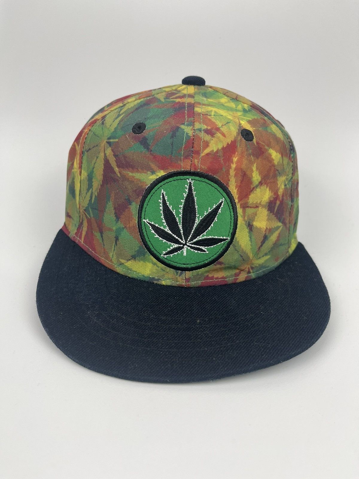 Rare × Snap Back × Streetwear Rare marijuana weed leaf repeat ganja rasta snapback hat | Grailed