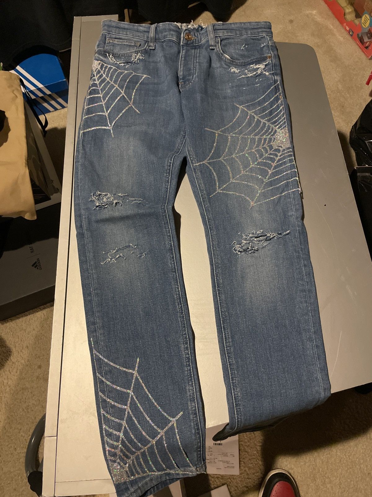 Custom × H&M Dedwrldwide Distress Spider Web Denim | Grailed