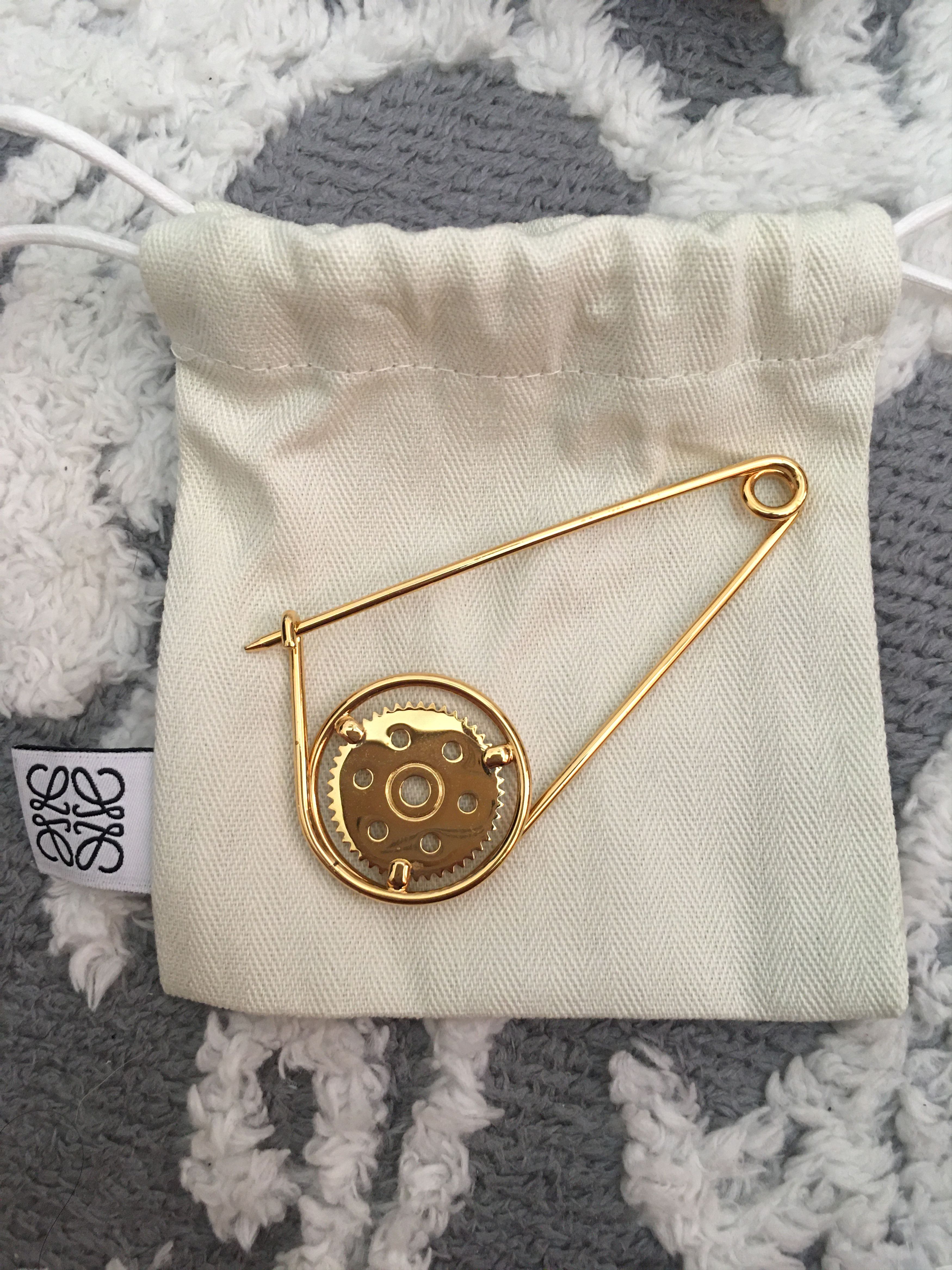 Loewe Gold Plated Safety Pin Brooch | Grailed