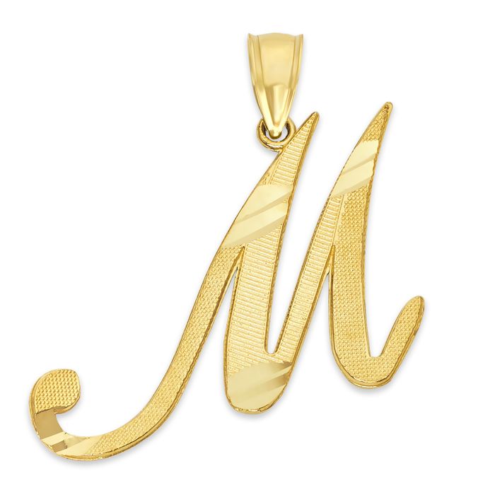 Custom 10k Solid Gold Cursive Initial M Pendant for Necklace | Grailed