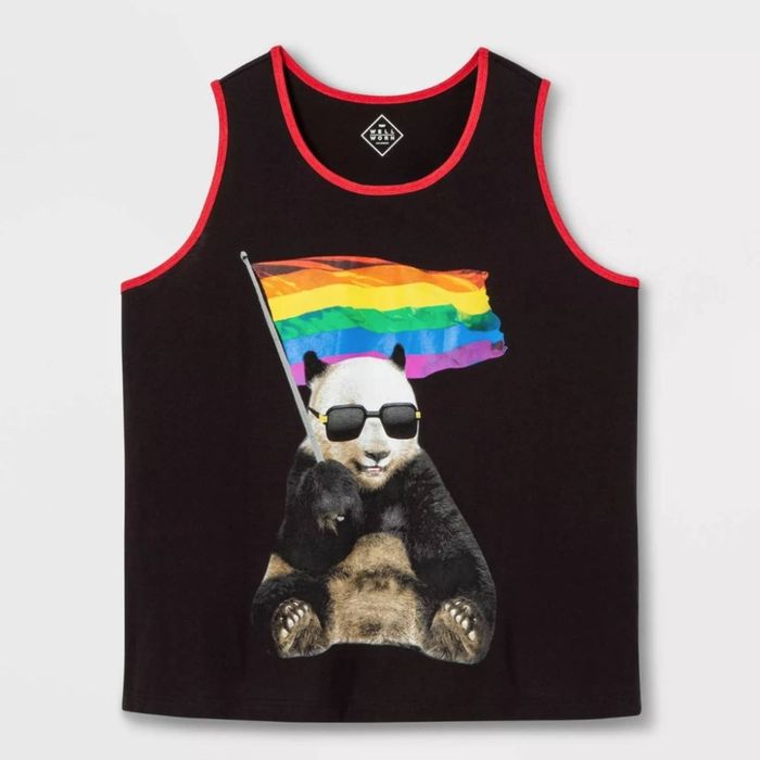 Other Well Worn Mens Panda with Rainbow Flag Black Tank Top Large | Grailed