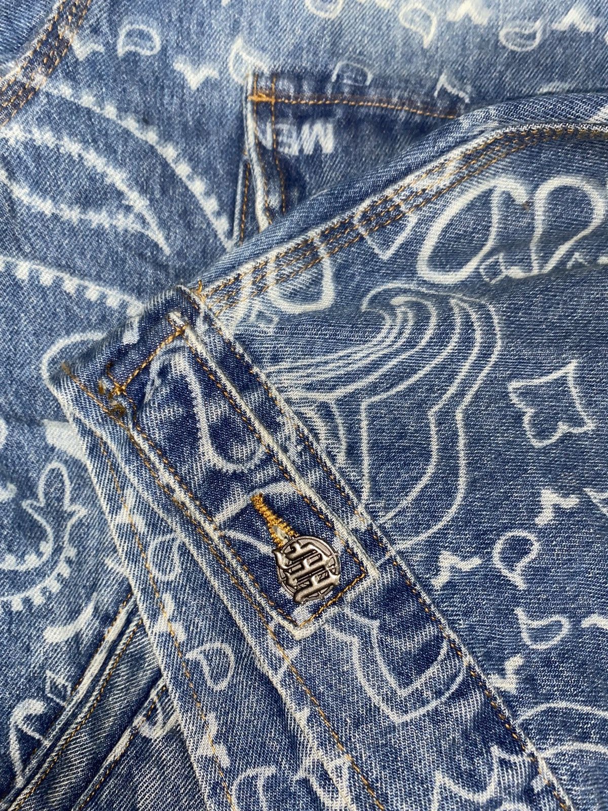 Menace MENACE LOS ANGELES LASER ENGRAVED PAISLEY DENIM JACKET M | Grailed