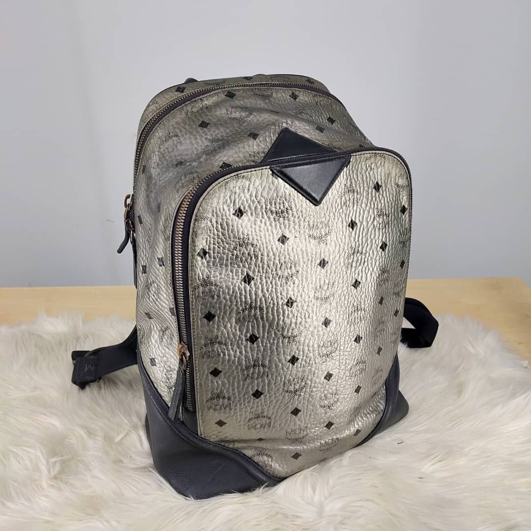 MCM Authentic MCM Duke Visetos Backpack Silver Colour | Grailed