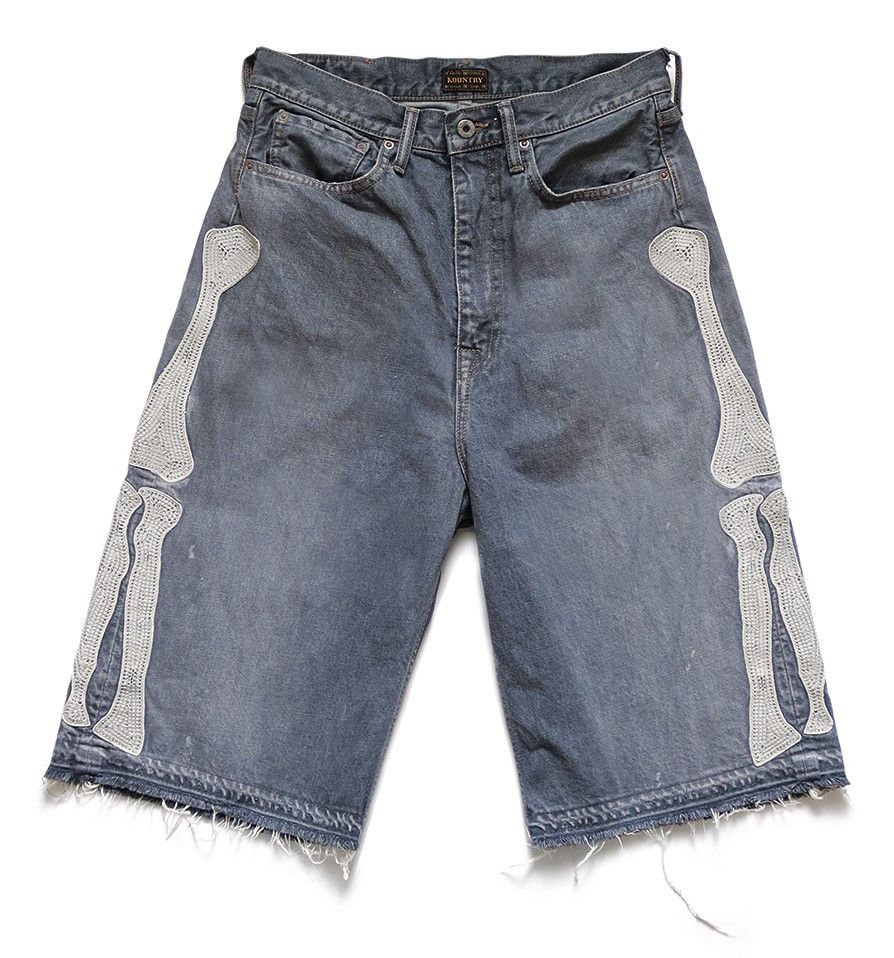 Kapital KAPITAL 14oz denim shorts bone Skeleton brand new black 34 ...