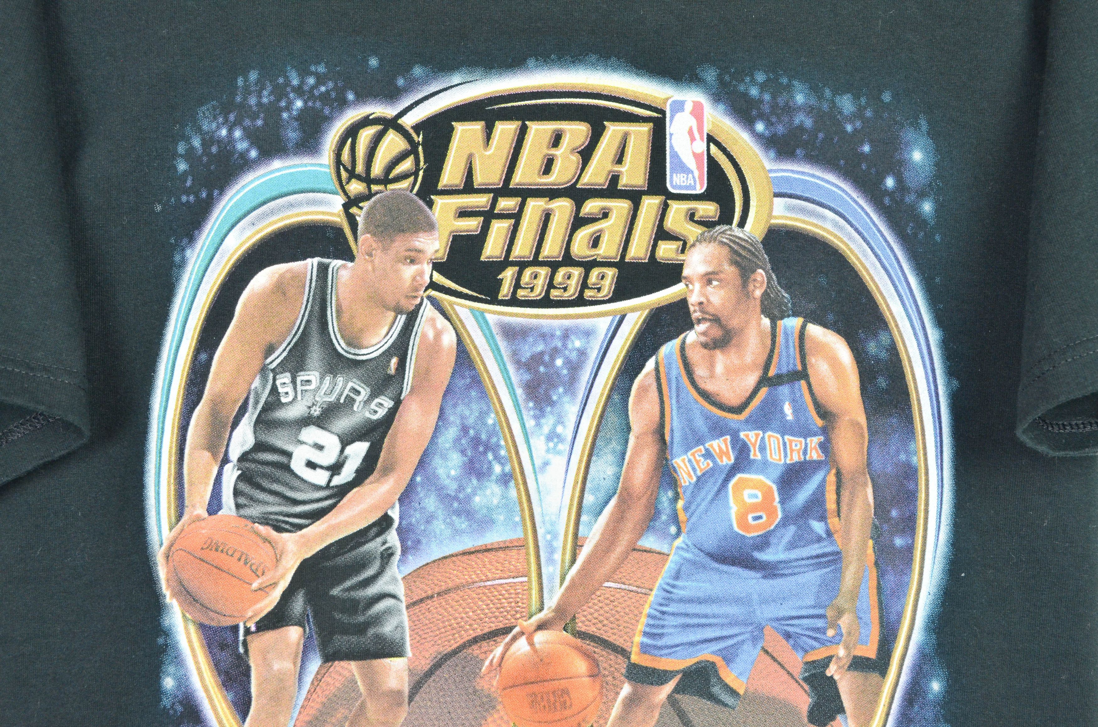 NBA × Vintage 1999 NBA Finals Spurs Knicks Sprewell Duncan Tee 1301AC ...