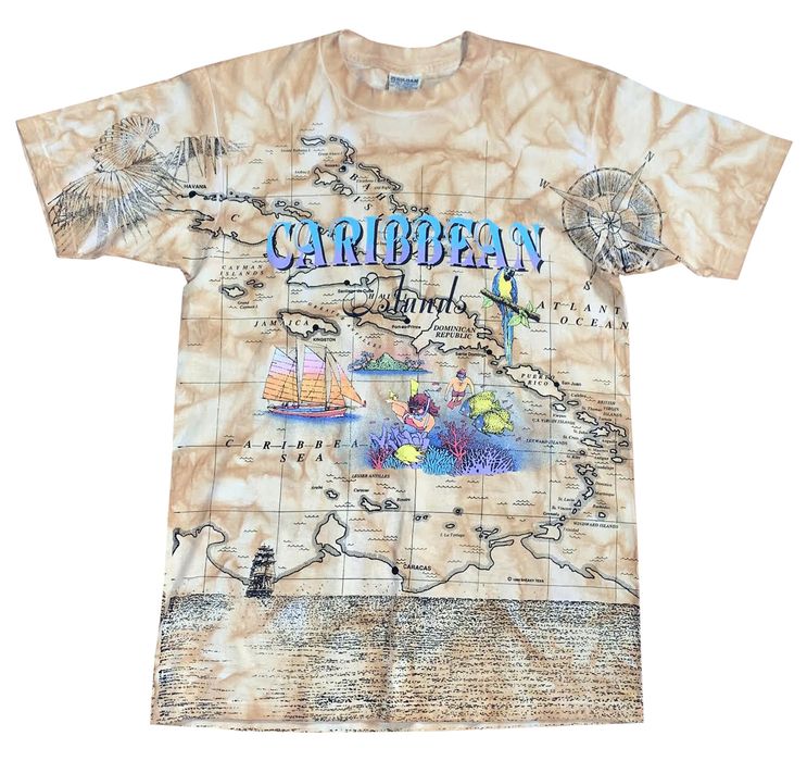 Other Vintage Sneaky Tees Caribbean Island Map T Shirt | Grailed