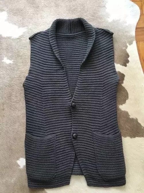 Devoa Japan made heavy 100% silk cable knit charcoal grey vest | Grailed
