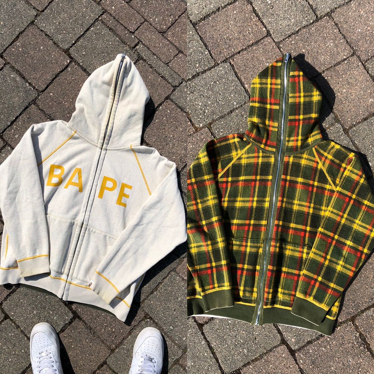 Bape a bathing ape reversible plaid full zip | Grailed