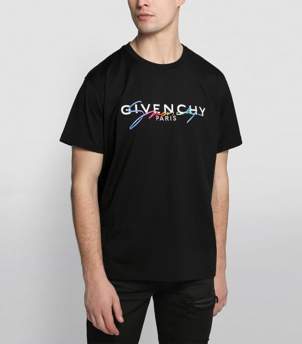Givenchy 🔴 Signature Rainbow Logo Black T-shirt | Grailed