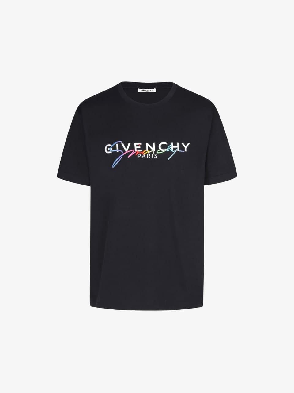 Givenchy 🔴 Signature Rainbow Logo Black T-shirt | Grailed