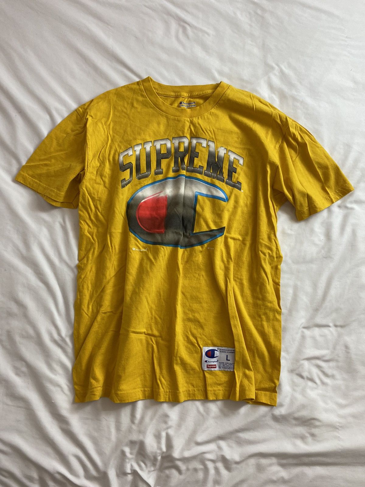 Supreme Supreme Yellow Champion Tee T-shirt | Grailed