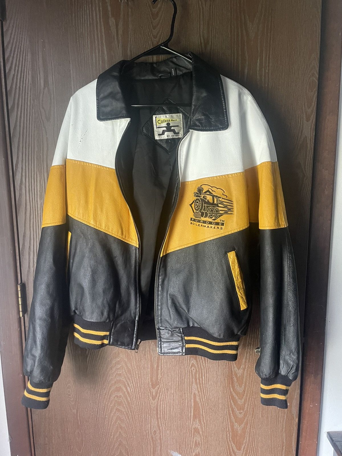 Genuine Leather × Leather Jacket × Vintage Vintage Leather Purdue ...