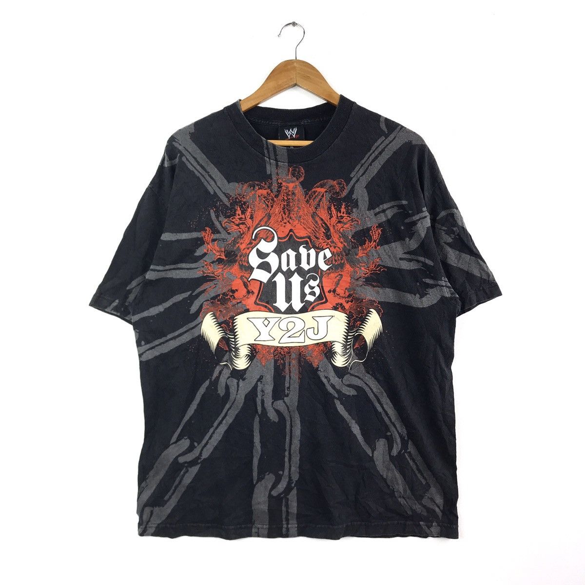 Vintage × Wwf Vintage WWF Chris Jericho Save Us Y2J Fullprint T-Shirt ...