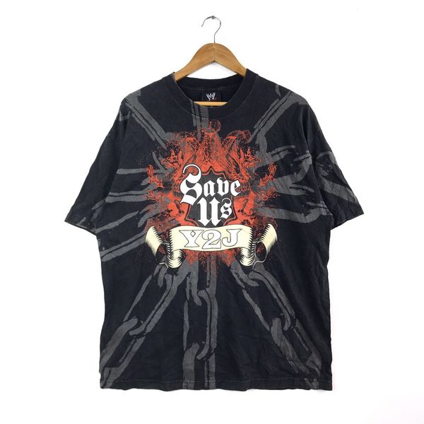 Vintage Vintage WWF Chris Jericho Save Us Y2J Fullprint T-Shirt | Grailed