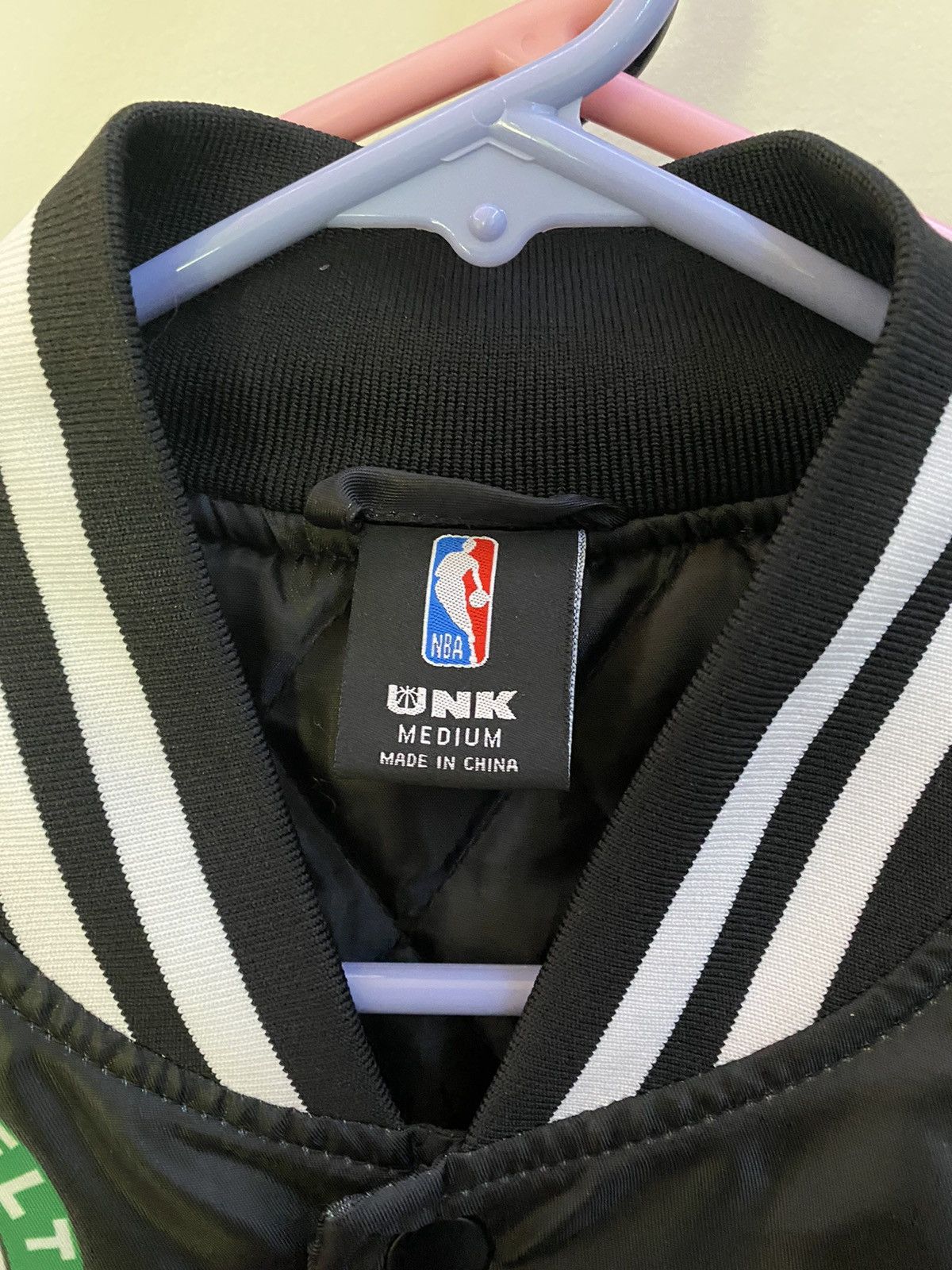 NBA NBA UNK Black All Team Logos All Over Varsity Bomber Jacket | Grailed