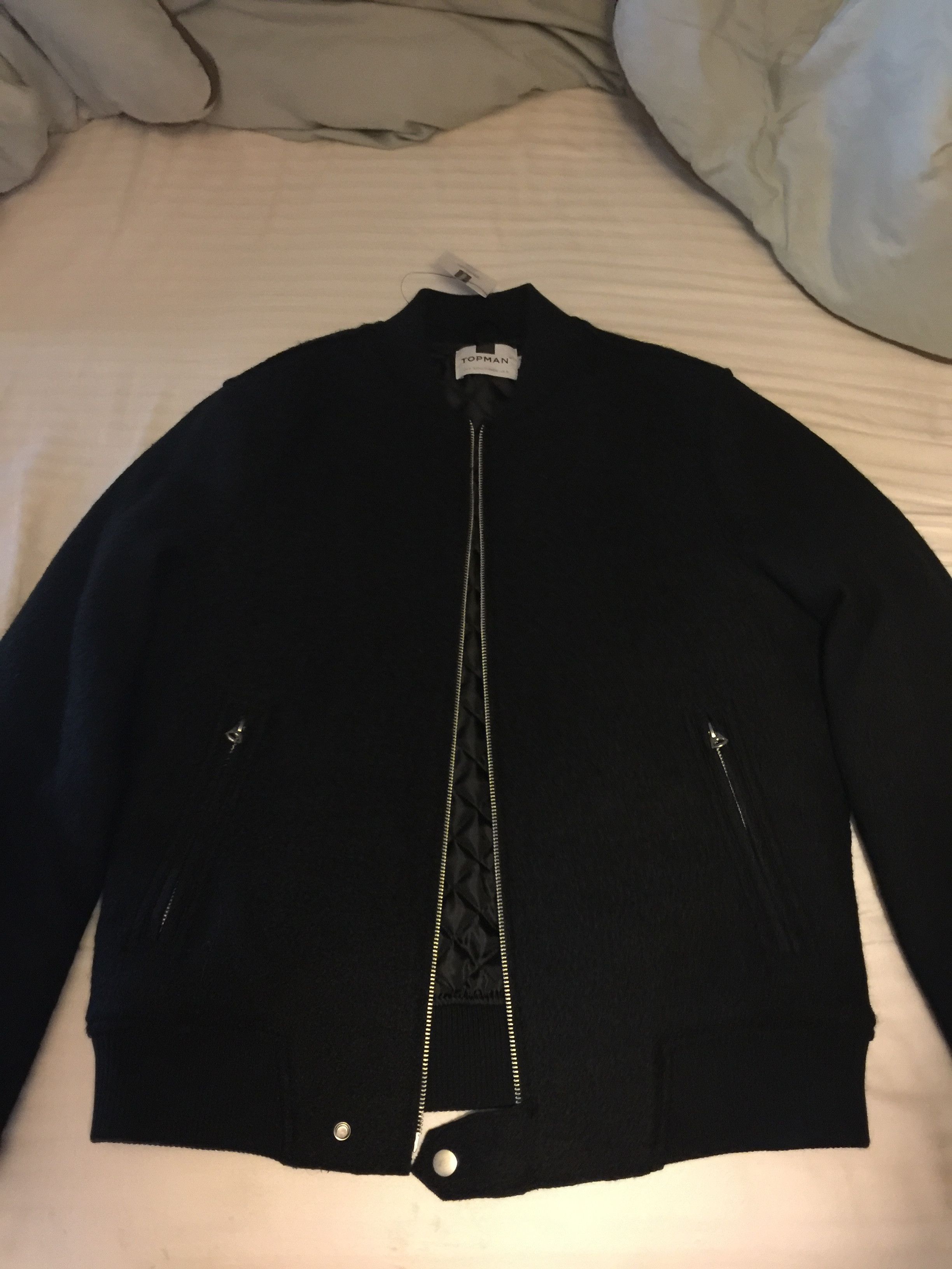 Topman Black Wool Bomber Jacket | Grailed