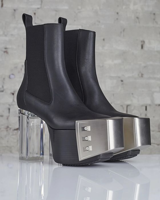 Rick Owens Platform Bevel Black Transparent Kiss Boots EU43 BNIB | Grailed