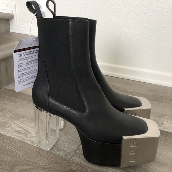 Rick Owens Platform Bevel Black Transparent Kiss Boots EU43 BNIB | Grailed