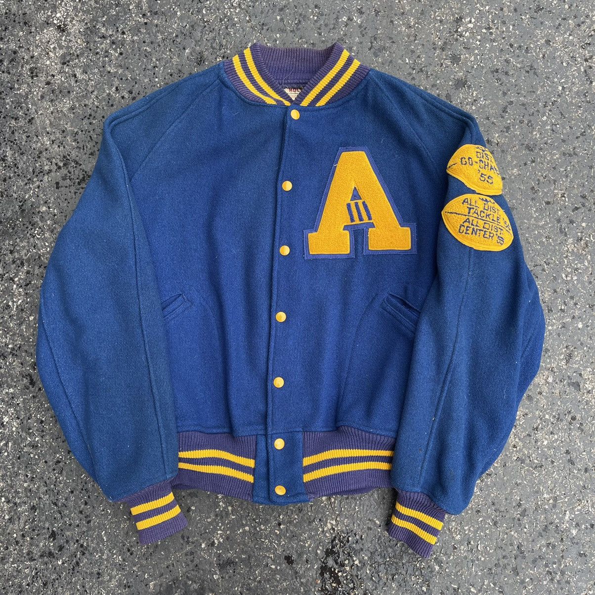 Vintage vintage 90s blue varsity jacket | Grailed
