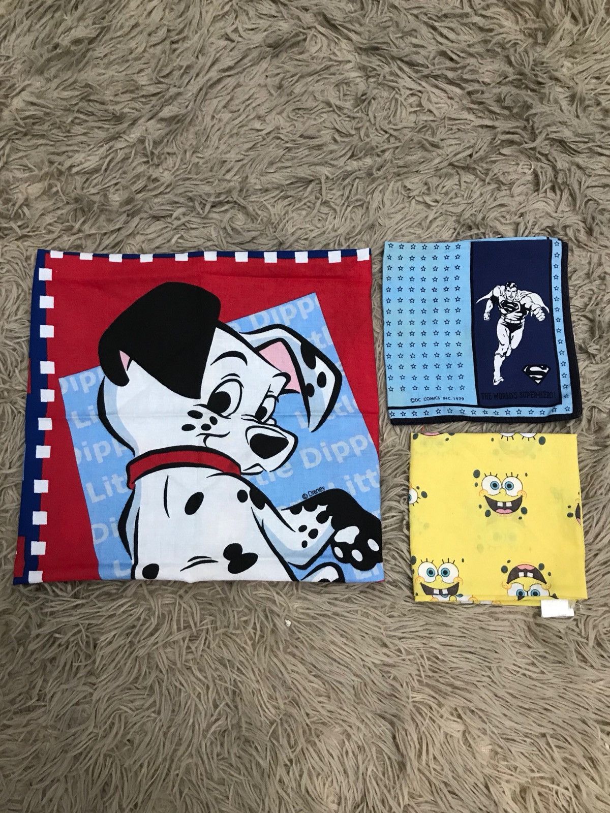 Disney bulk 70s superman Spongebob 101 Dalmation Handkerchief | Grailed