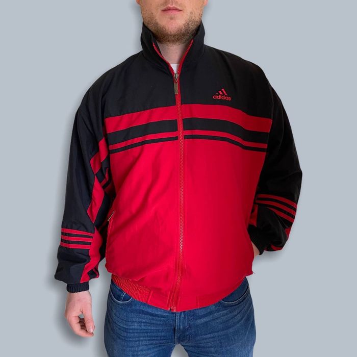 Adidas Red and Black Track Jacket (XS-S) | Grailed