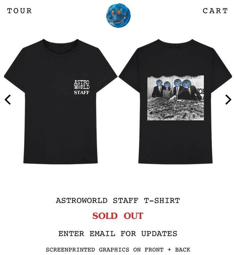 Travis Scott XL Travis Scott Astroworld Staff T-Shirt Black Merch | Grailed