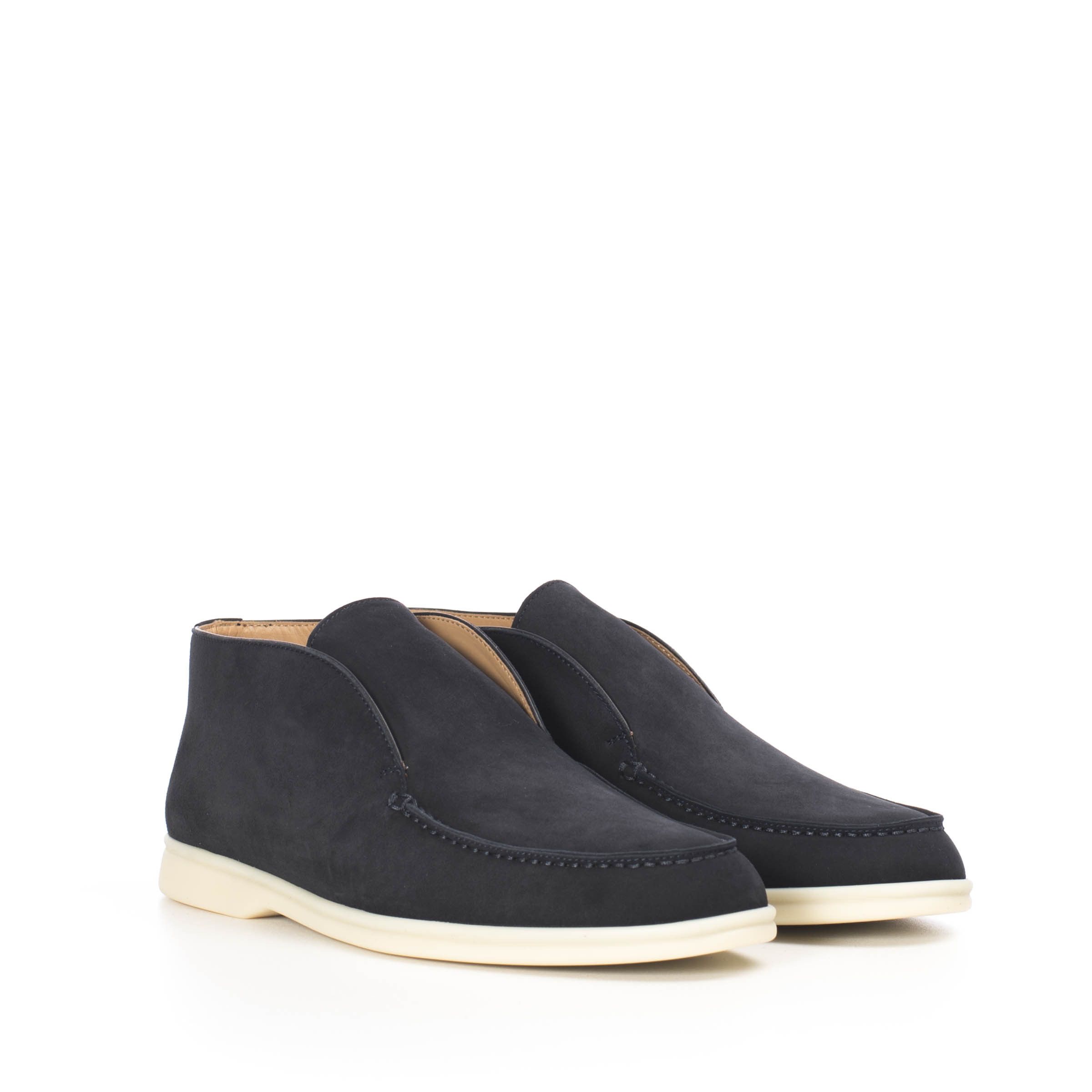Loro Piana Open Walk Ankle Boots In Navy Blue Suede Calfskin | Grailed