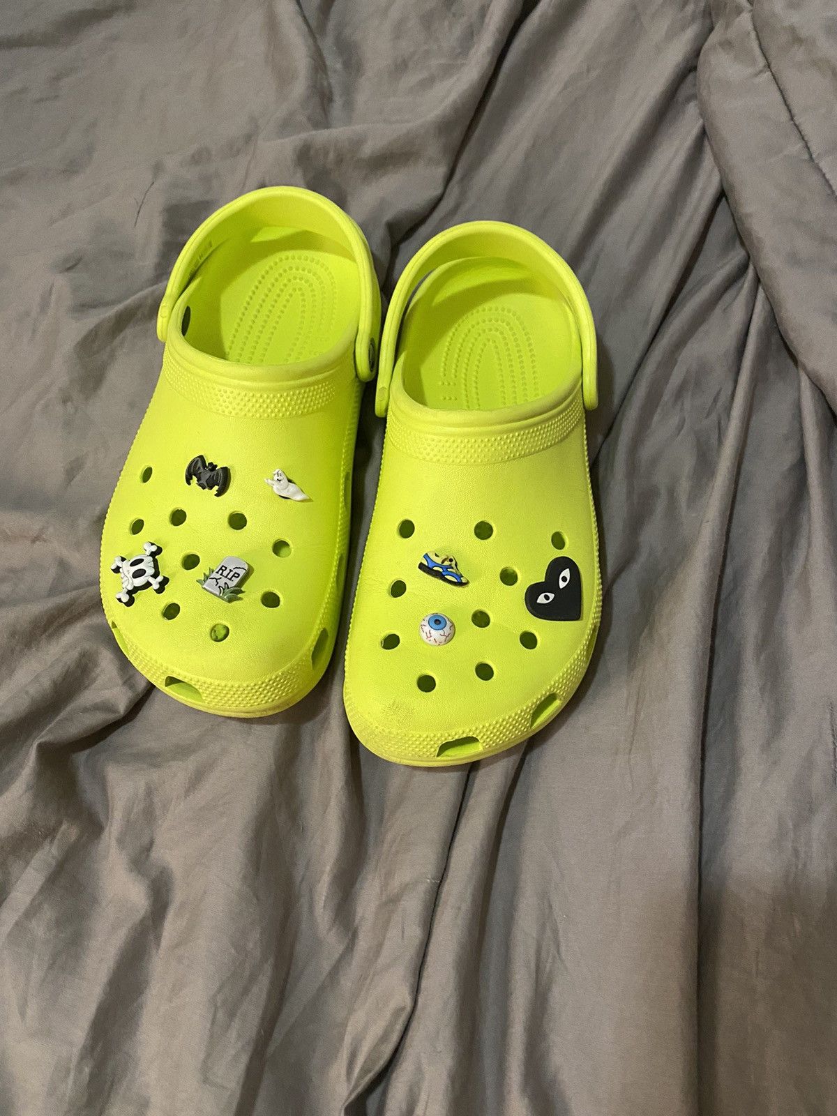 Crocs Neon Yellow Crocs with Jibbitz | Grailed