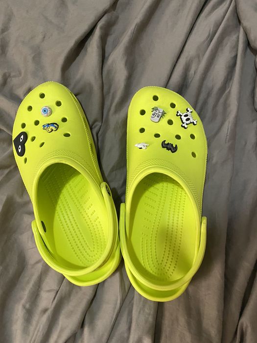 Crocs Neon Yellow Crocs with Jibbitz | Grailed