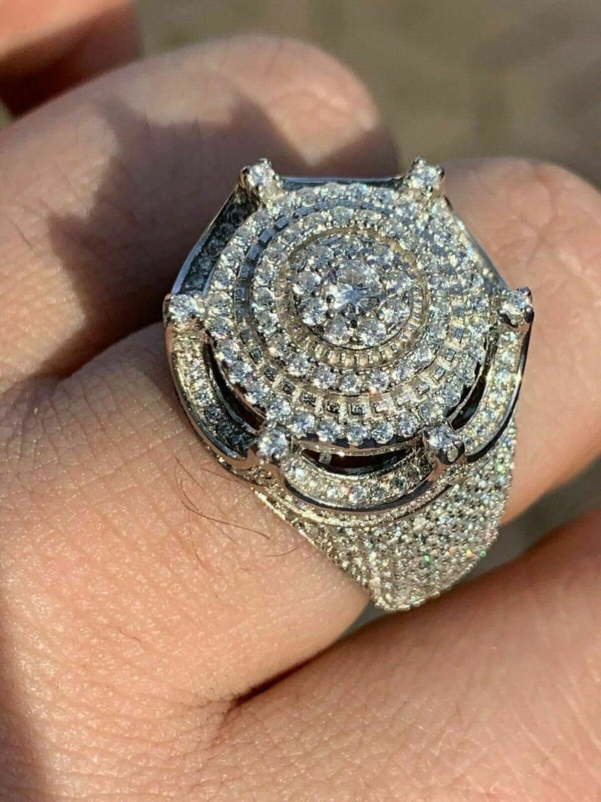 HarlemBling 925 Silver 5ct King Crown Bust Down Diamond Pinky Ring ...
