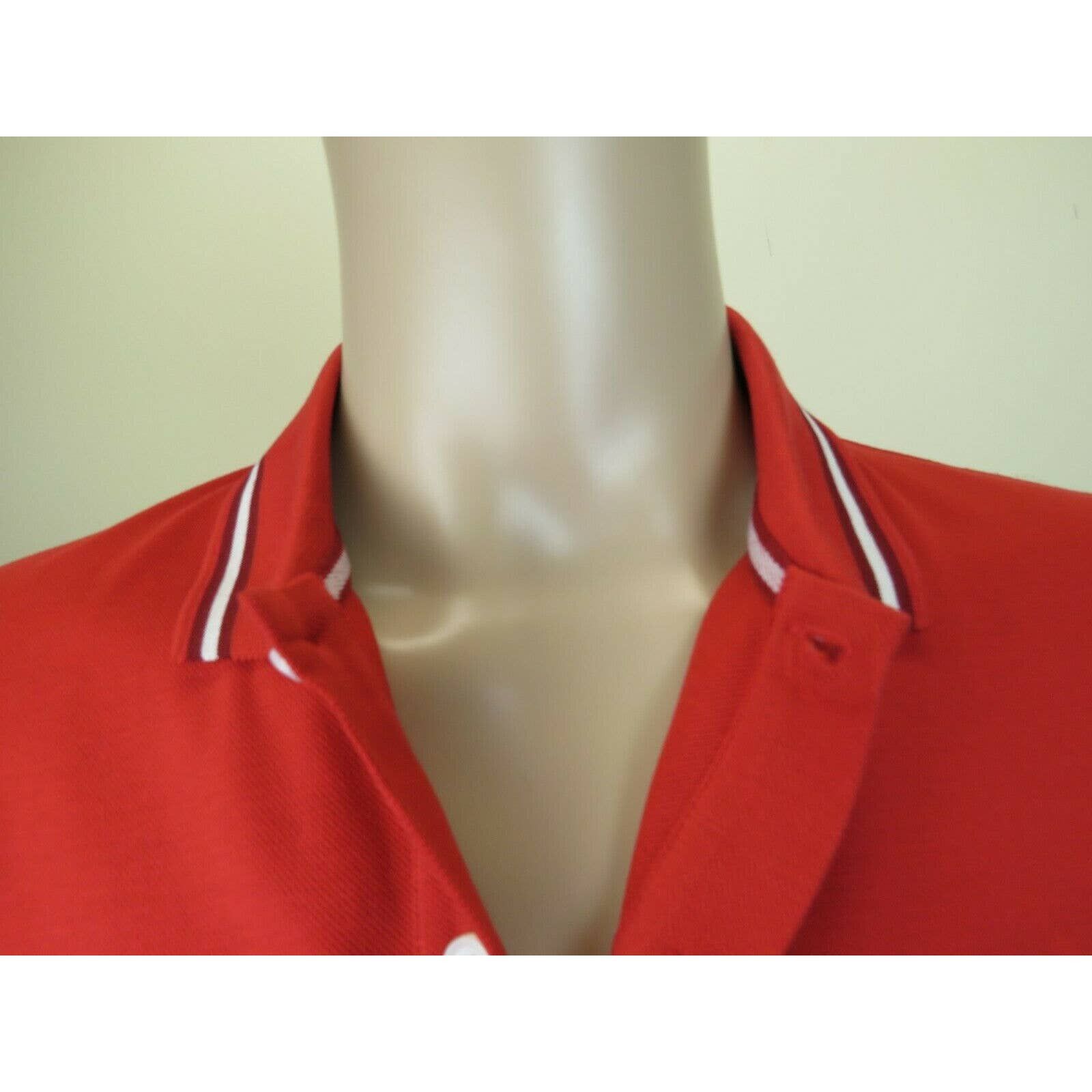 RED COTTON PIQUET WEB COLLAR BUTTON LOGO POLO SHIRT 40